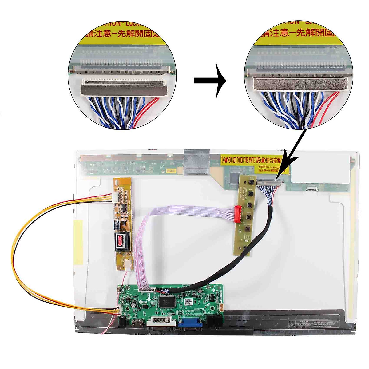 VSDISPLAY 17" 17.1" 17 17.1 inch 1920X1200 LCD Screen (One of LP171WU1 LP171WU2 LP171WU3 LTN170WU LTN170U1 LTN170U2 LTN170CT01 B170UW01 LTN170CT07) with HD-MI VGA DVI LCD Controller Board M.NT68676
