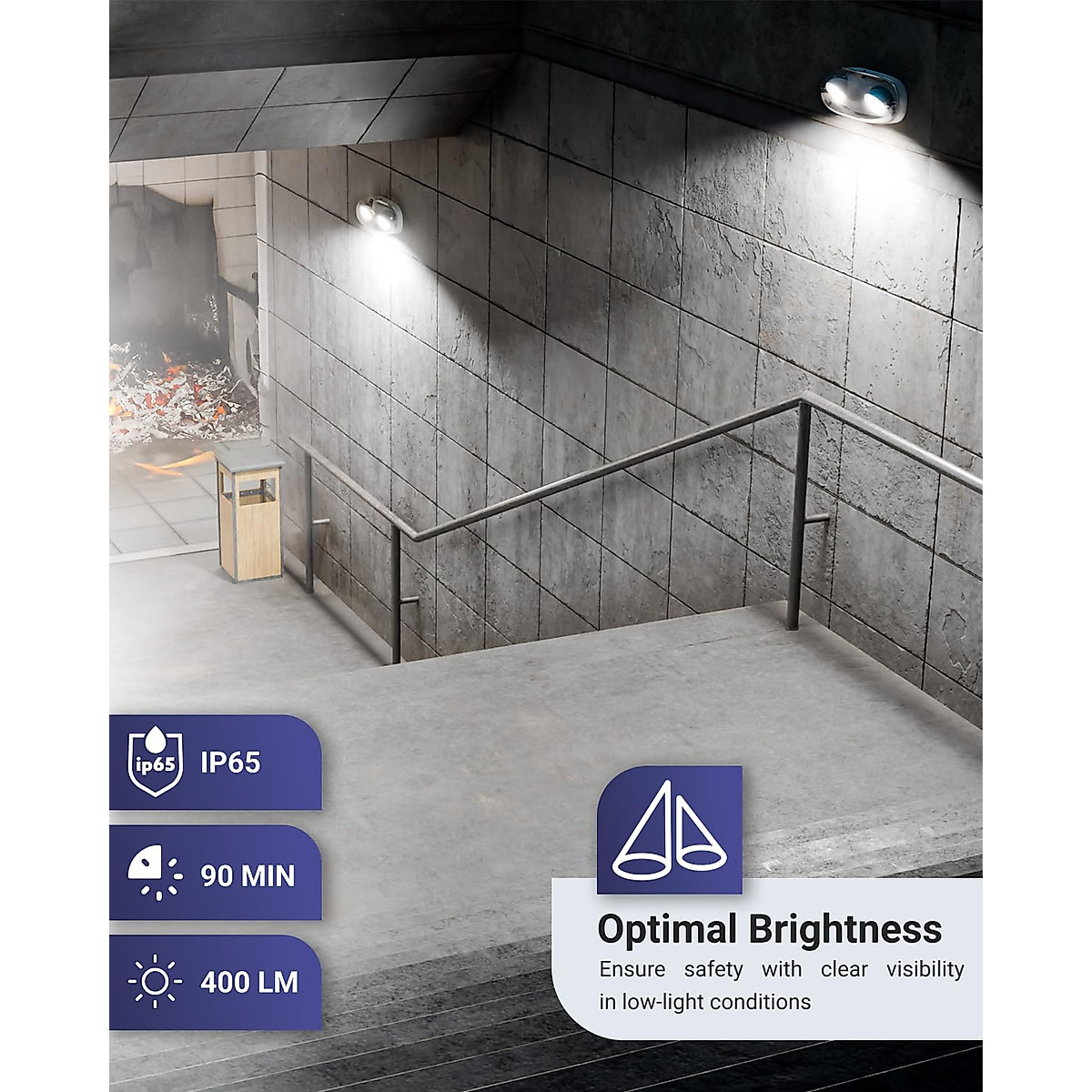 Sunco LED Outdoor Emergency Light, 2-Head Adjustable Wet Rated Exit Lights with Battery Backup, Egress Light, Fire Resistant, 2.4W, 400 LM, 6500K CCT, AC120-277V, UL