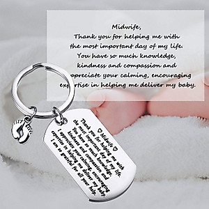 FUSTMW Midwife Thank You Gifts Midwife Keychain Doula Nurse Gift Appreciation Gift For Midwife Obstetrician Thank You For Helping Me With The Most Important Day Of My Life (silver)