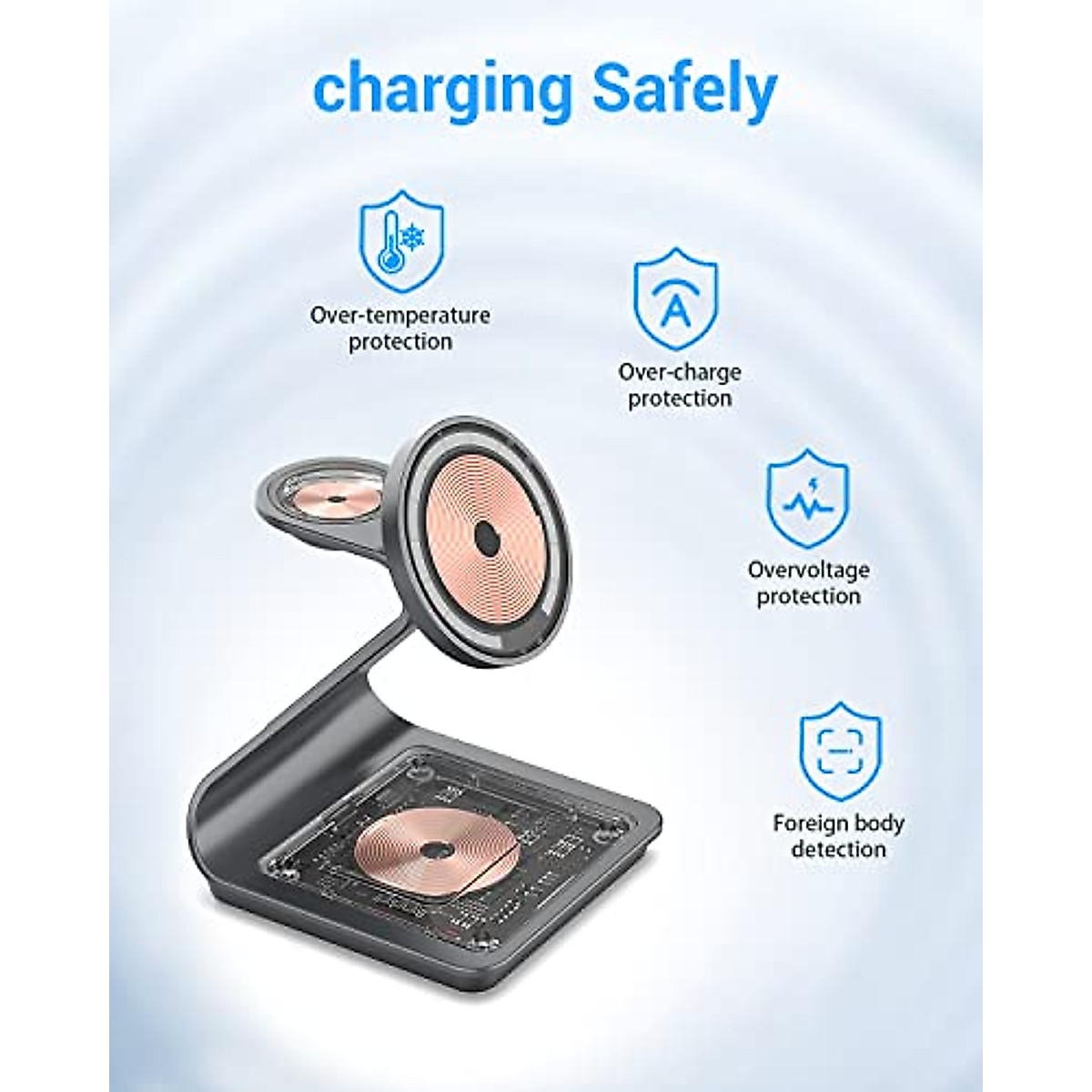 3 in 1 Wireless Charger for MagSafe, Aluminum Alloy Wireless Charging Station, Compatible with iPhone 14/13/12, Apple Watch, AirPods Pro/3/2 (Cable and Adapter Included) Space Grey