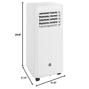 GE 8,000 BTU Portable Air Conditioner for Small Rooms up to 150 sq ft. (5,100 BTU SACC), 3-in-1 with Dehumidify, Fan and Auto Evaporation, Included Window Installation Kit