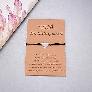 50th Birthday Wish Bracelet, Turning 50 Yr Old Birthday Present for Mom Grandma Friends, 50th Wishing Band, Happy 50th Birthday Gifts for Women Men