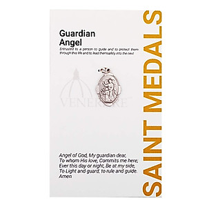1" Guardian Angel Saint Medal with Prayer Card | Durable and Detailed Charm | Pendant Medal Carded with Prayer | Christian Jewelry