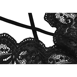 ZSWDXX Women Lingerie One Piece Lace Teddy Bodysuit Babydoll Chemise Sleepwear Black S