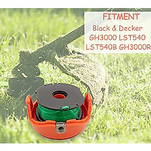 IVONNEY SF-080 Replacement Spool for Black and Decker Trimmer Spool Compatible with GH3000 LST540 LST540B GH3000R, 20-Foot 0.08-Inch Auto Feed Trimmer Line (10 Pack with 2 pcs 90583594 Caps)
