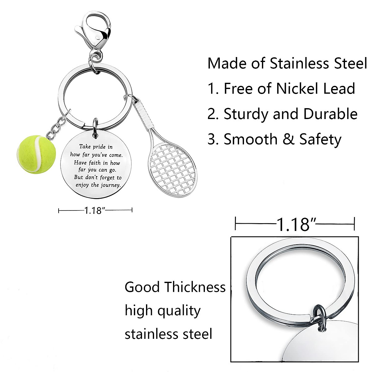 BNQL Tennis Keychain Gifts for Tennis Players Tennis Team Gifts for Tennis Lover Tennis Balls Keychain (silver)