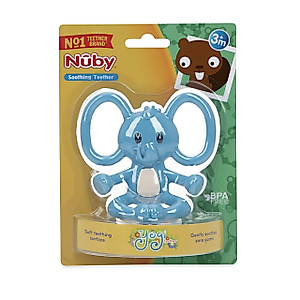 Nuby Yogis All Silicone Soothing Teether, Elephant