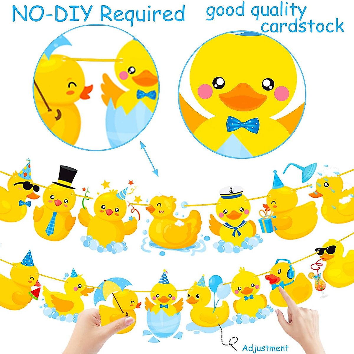 Duck Party Banners 2Pcs Rubber Duck Party Decorations Duck Birthday Party Decorations Duck Cutout Banners for Yellow Rubber Duck Baby Shower Party Supplies