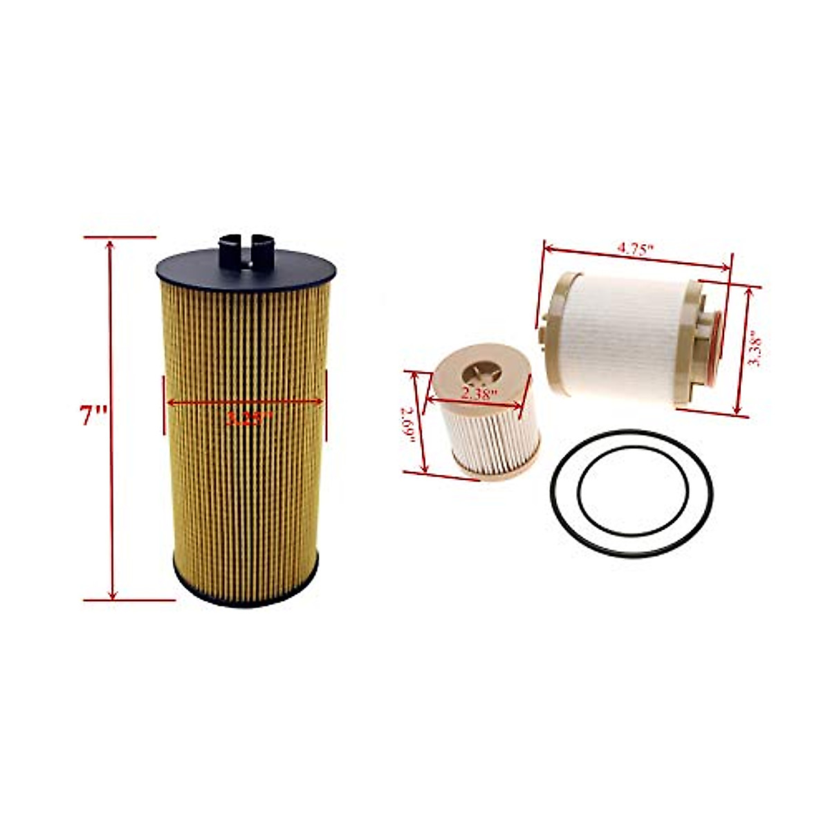 iFJF FD4616 Fuel Filter and FL2016 Oil Filter Replacement for F250 F350 F450 F550 Super Duty 6.0L 2003-2007 Excursion 6.0L 2003-2005 Replaces 3C3Z-9N184-CA 3C3Z-6731-AA