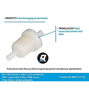 Quicksilver 16248 In-line Fuel Filter for Mercury and Mariner 2-Cycle and 4-Stroke Outboards