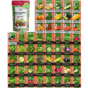 55 Heirloom Vegetable Seeds | 27,500+ Non GMO Garden Seed Variety Pack | Gardening Seeds for Planting Vegetables and Fruits, & Lettuce | Prepper Supplies | Survival Gear | Spring, Summer, Fall