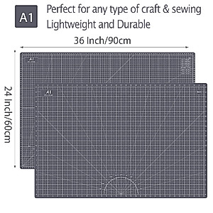 Headley Tools 24 x 36 Inch Large Self Healing Cutting Mat, Durable A1 Double Sided 5-Layer Craft Cutting Board for Fabric, Quilting, Sewing, Hobby, Scrapbooking, Arts and Crafts Project, Dark Gray
