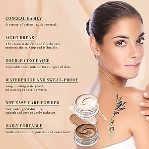 Tattoo Cover Up Makeup Waterproof, Professional Tattoo Concealer Use on Body, For Legs, Dark Spots, Scars, Vitiligo, 2 Colors/Set