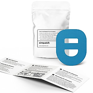 SIMPATCH – Omnipod Adhesive Patch with Strap (25-Pack) – Waterproof Adhesive, CGM Tape (Blue)