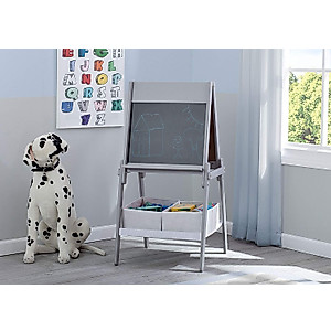 Delta Children MySize Kids Double-Sided Storage Easel -Ideal for Arts & Crafts, Drawing, Homeschooling and More - Greenguard Gold Certified, Grey