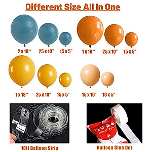 Beaumode Retro Blue Orange Mustard Yellow Balloon Arch Garland Kit 149pcs for Here Comes the Son Baby Shower Boy First Trip Around the Sun Theme Birthday Boho Party Backdrop Decoration (Slate Blue)