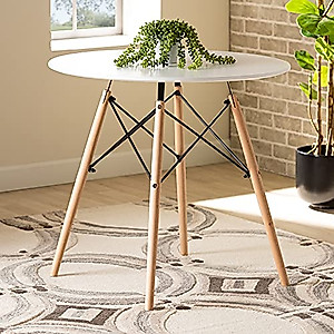 Baxton Studio Varen Dining Tables, White/Oak Brown/Black