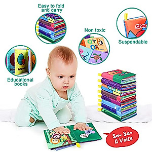 Baby Bath Books,Nontoxic Fabric Soft Baby Cloth Books,Early Education Toys,Waterproof Baby Books for Toddler, Infants Perfect Shower Toys,Kids Bath Toys Birthday Gift(Pack of 8)