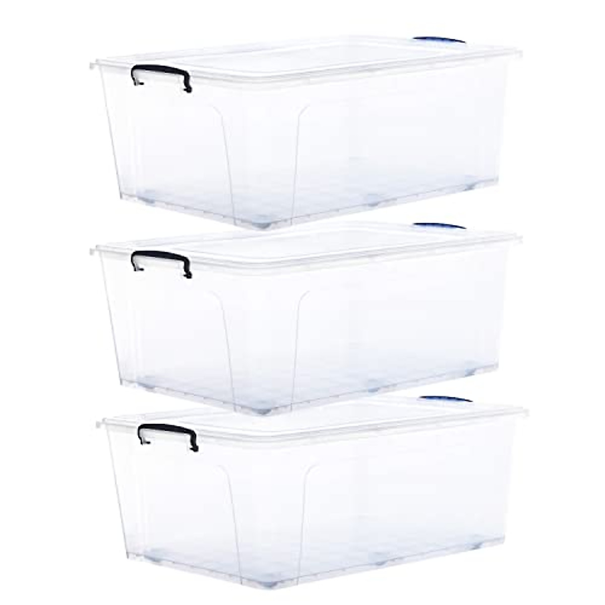 Superio Storage Containers With Wheels (3 Pack), Stackable Large Storage Containers With Lids, Durable Latches (32 Qt)