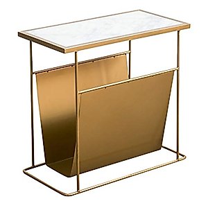 Articles for daily use Square Marble Coffee Table Side Table, Bedside Table with Storage Box, Metal Frame Marble Table Top, Industrial Style Small Coffee Table in Living Room and Bedroom