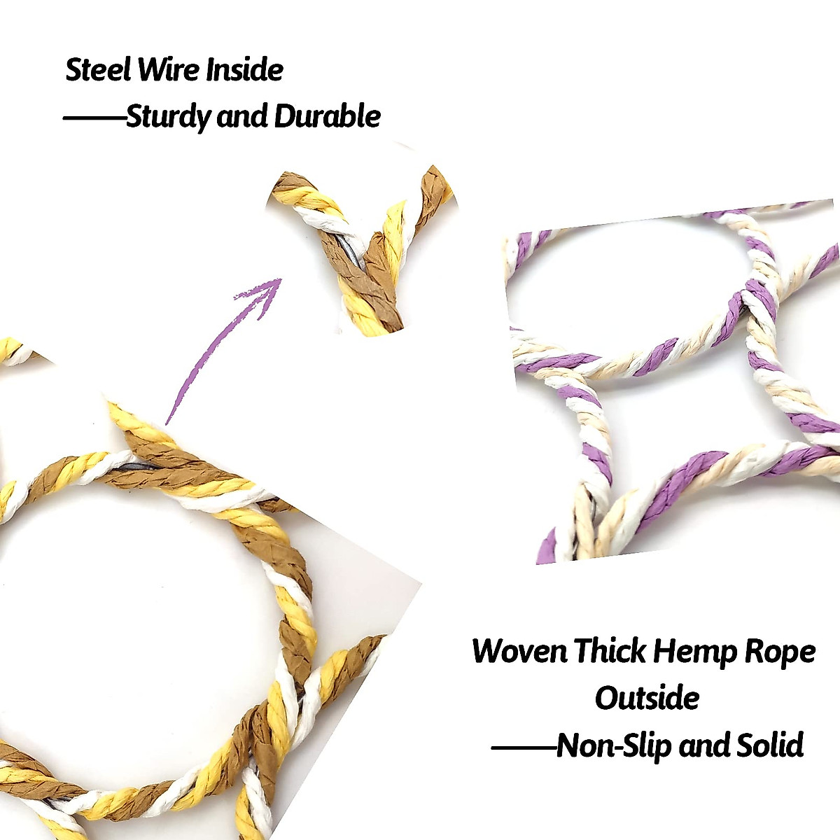 BNOSDM 3 Packs Bird Hemp Rope Net Swing Climbing Rope Net for Birds Parrot Ladder Macaw Hanging Hammock Activity Toy for Rats Parakeet Cockatiel Cockatoo Conure African Grey Budgie