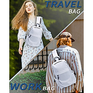 Seoky Rop Men Women Sling Bag Backpack Lightweight Water Resistant Chest Shoulder Crossbody Bags for Walking Travel Cycling Large White