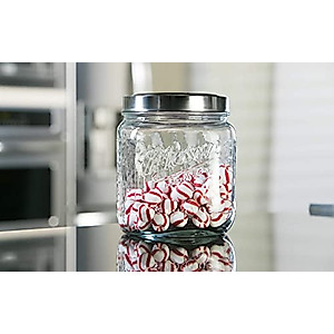 Mason Craft & More Airtight Kitchen Food Storage Clear Glass Pop Up Lid Canister, Medium 2.7 Liter Pop Up Canister