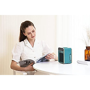 hYwecy Portable Air Conditioner-4000mAh Rechargeable Office Air Conditioner in Three Speeds&Spray Speed,Portable Evaporative Cooling Fan with Spray for Home Bedroom Office(green)