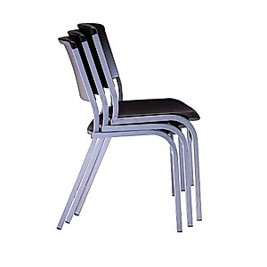 Lifetime 42830 Stacking Chair, Black with Silver Steel Frame, 4 Pack