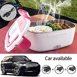 Viowey Electric Lunch Box, 2 in 1 Portable Self Heating Lunch Box for Car Office School Home Use, 12v & 110v Car Food Warmer With Removable 1.5l Stainless Steel Container