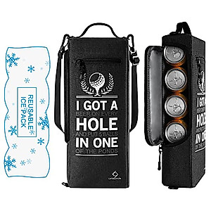 Golf Bag Cooler with Ice Pack, Golf Cooler Bag, Golf Beer Sleeve, Soft Golf Cart Cooler Bag, Holds 6 Beer Cans or 2 Bottles of Wine, Gift for Golf Lovers