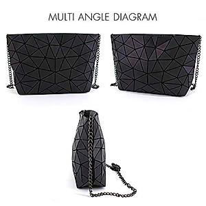 Sherry Handbag Fashion Holographic Laser Shoulder Bag Geometric Envelope Clutch Chain Crossbody Purse (Luminous)