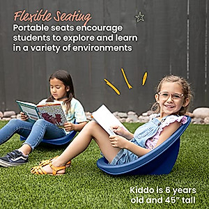 ECR4Kids Leaf Floor Seat, Rocker Chair, Navy, 6-Piece