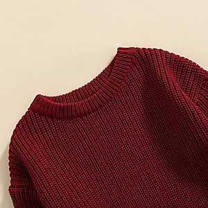 Toddler Infant Baby Girl Boy Knit Sweater Solid Color Oversized Crewneck Warm Pullover Sweatshrit Fall Winter Tops