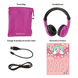 Made for Amazon Volume Limiting Bluetooth BuddyPhones, PlayTime in Pink. Ages (3-7)