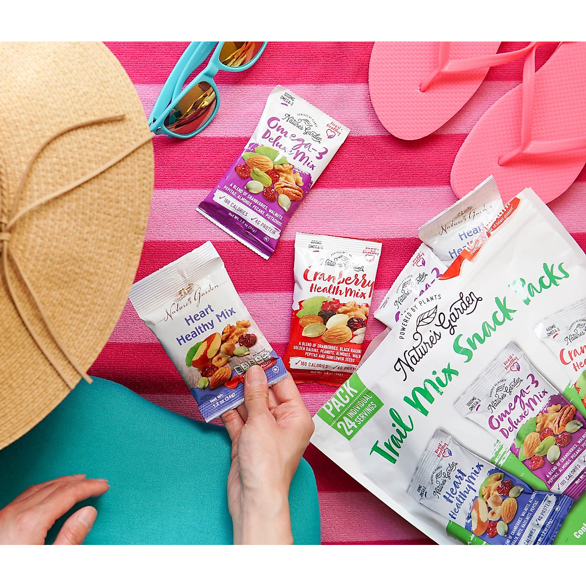 Nature's Garden Healthy Trail Mix Snack Packs – Mixed Nuts, Heart Healthy Nuts, Omega-3 Rich, Cranberries, Pumpkin Seeds, Perfect For The Entire Family – 28.8 Oz Bag (24 Individual Servings)