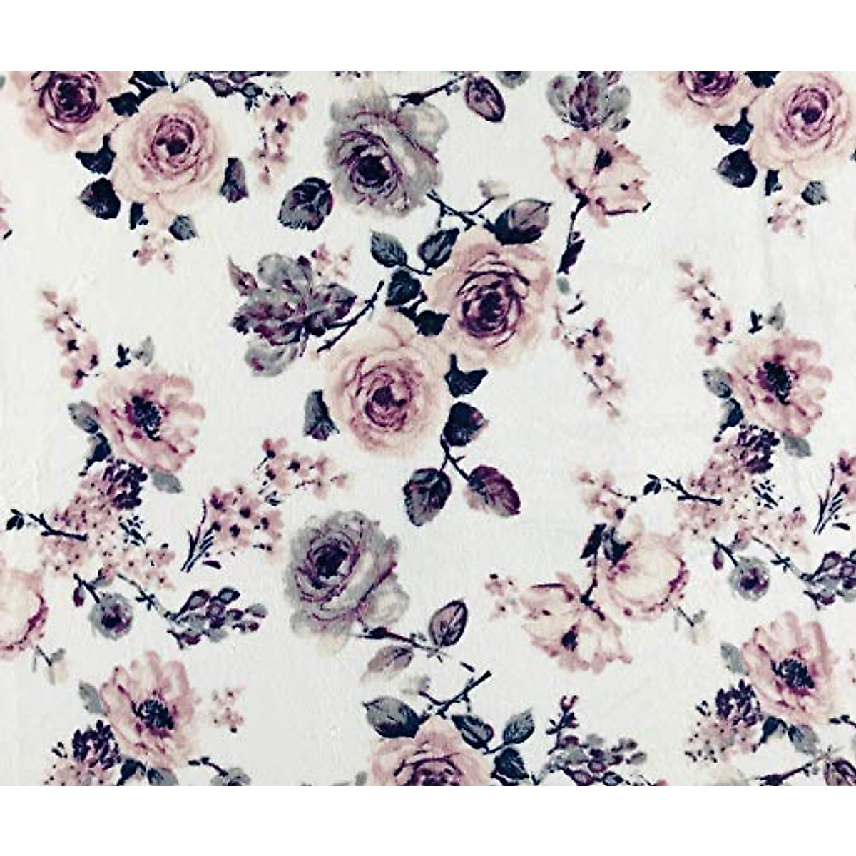 Decorative Throw Blankets: Soft Plush Lively Rose Floral Accent for Couch or Bed, Colored: Blush Pink Purple Navy Blue Grey White