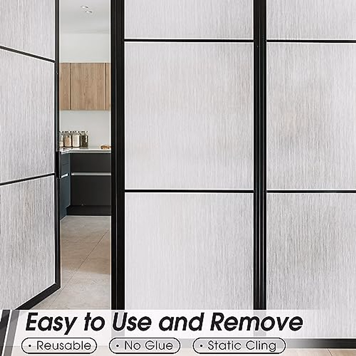 Window Privacy Film Bathroom Frosted Glass Window Film Static Cling Raindrops Door Window Coverings Anti UV Sun Heat Blocking Home Tint Removable Summer Frosting Sticker (Silver Silk, 35.4 x 118.1 In)