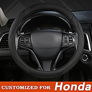 West Llama Customized Auto Car Steering Wheel Cover for Honda (Black-Standard Size)
