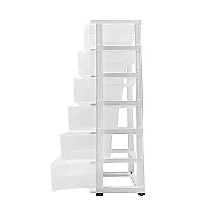 Gdrasuya10 Plastic Drawers Dresser with 6 Drawers, 19.7 x 13 x 43inches Plastic Tower Closet Organizer with Wheels Suitable for Apartments Condos And Dorm Room, (White)