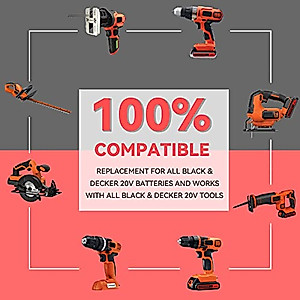 2 Pack 4.0Ah 20V LBXR20 Lithium Battery Replacement for Black and Decker 20Volt Max LBXR20 LB20 LBX20 LBXR2020 LBX4020 LB2X4020-OPE LBXR20-OPE Power Tools