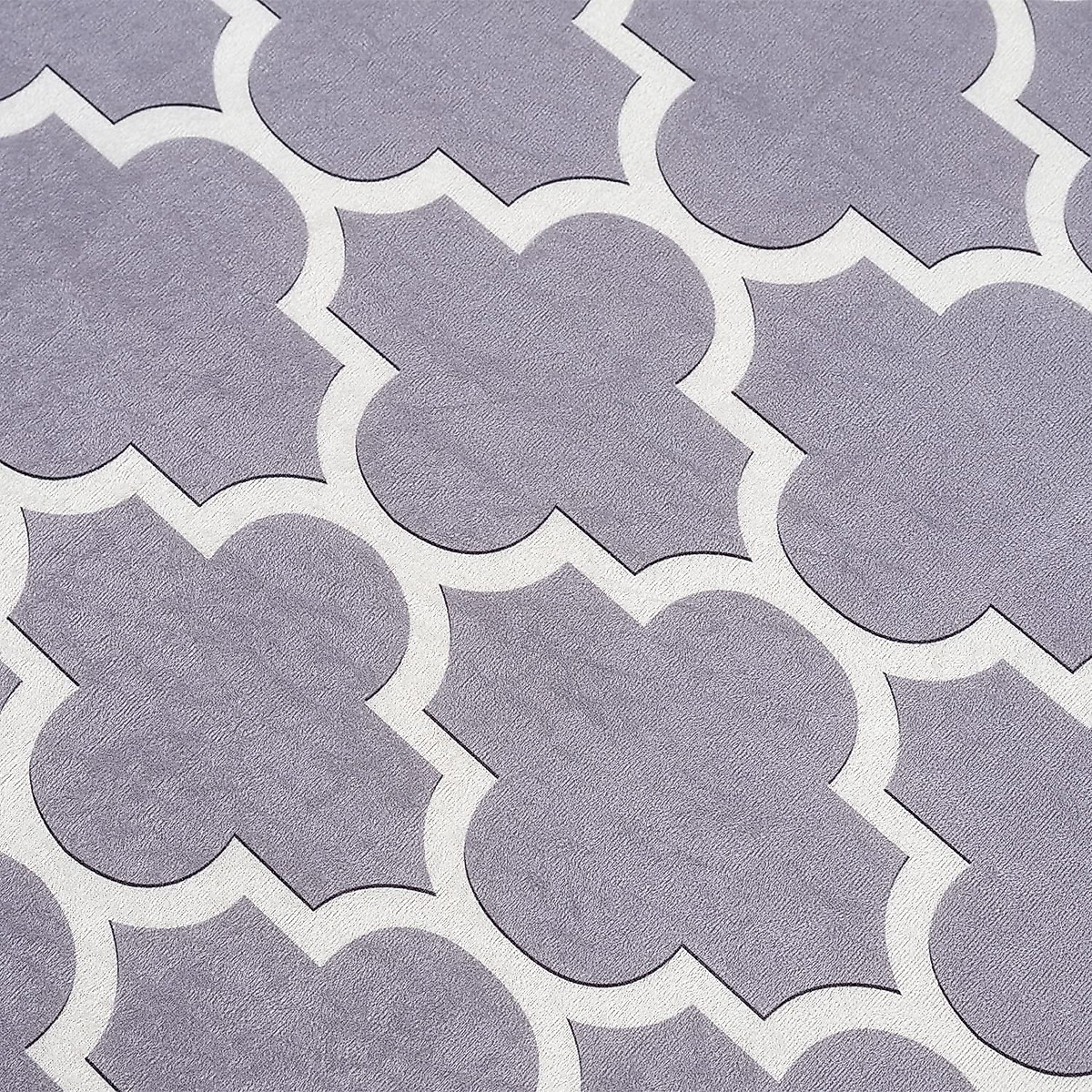 wunderlin Trellis Kitchen Runner Rugs Collection Non-Slip Kitchen Washable Rugs for Kitchen Floor Set Carpet Kitchen Rugs Sets of Two (Grey)