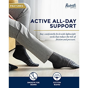 Pembrook Light Compression Socks for Men - 6 Pairs | 8-15 mmHg Cotton Compression Socks Men | Polkadots, Stripes, Argyle, Grey, Black Compression Socks for Men | Support Socks for Men