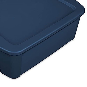 Sterilite 12 Gallon Multipurpose Latching Lid Storage Tote Containers for Home and Office Organization with Carry Handles, True Blue (12 Pack)