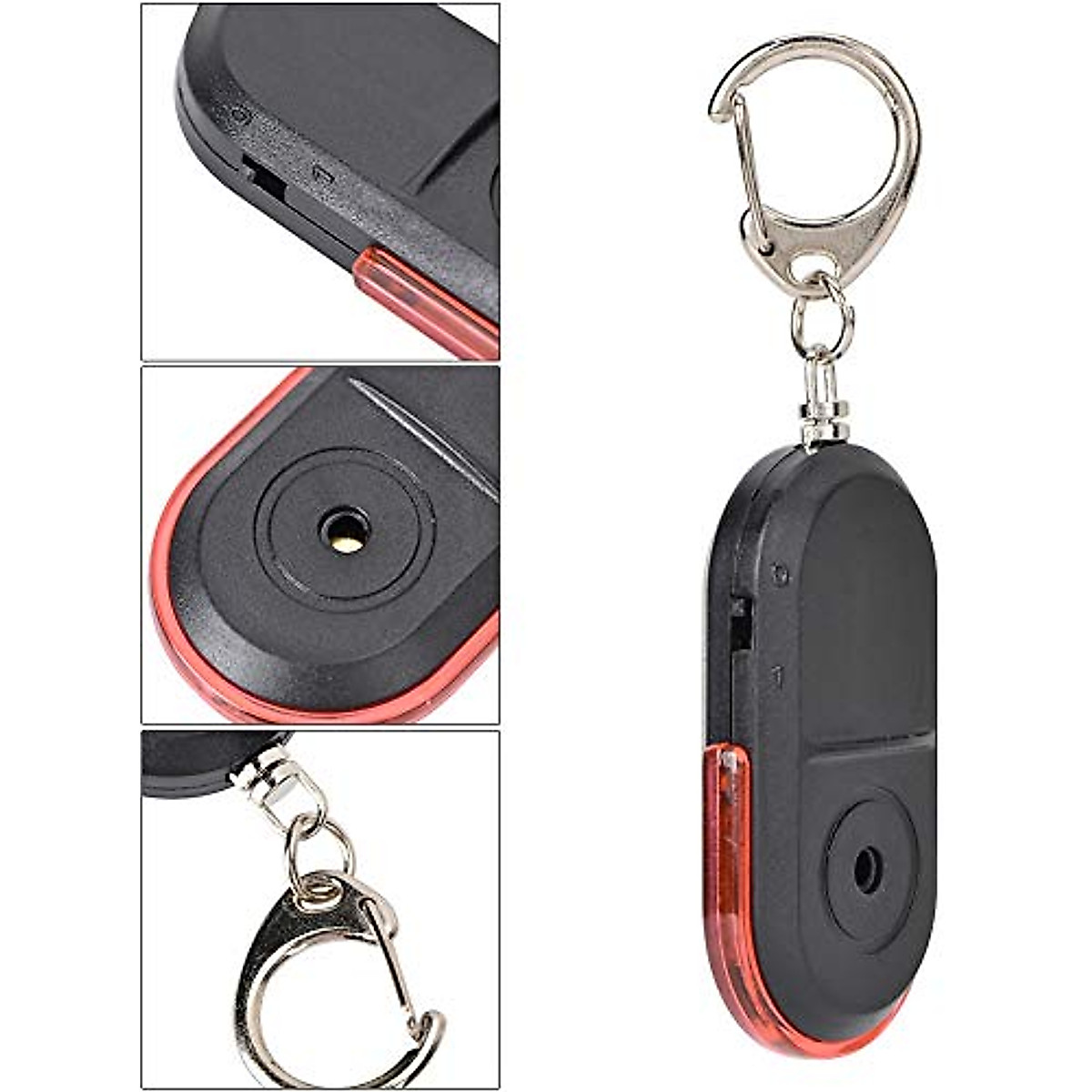 Whistle Key Finder, Wireless Anti Lost Alarm Key Finder Lost Sound LED Light with Battery Red Ey Keyring Locator Whistle (Red)