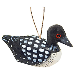 Common Loon Duck Wood Ornament Hanging Figurine Handmade Carved Decoration