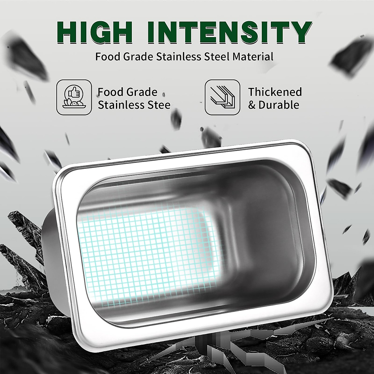 BAKPOCO Hotel Pan 1/9 Size - Steam Pan With Lid 4" Deep 4 Packs Food Pan Anti Jam Stainless Steel Buffet Pan Commercial Stainless Steel Pan