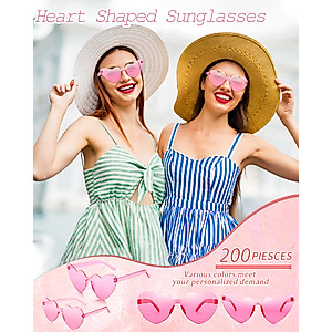 Salfboy 200 Pairs Heart Shaped Sunglasses Heart Sunglasses Bulk Candy Color Plastic Sunglasses Valentines Party Favors