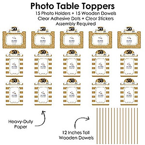 Big Dot of Happiness We Still Do - 50th Wedding Anniversary - Anniversary Party Picture Centerpiece Sticks - Photo Table Toppers - 15 Pieces