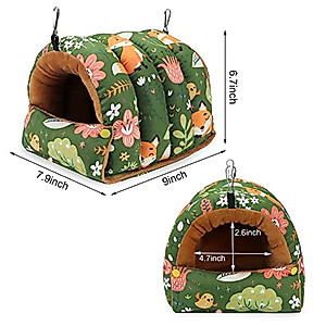 Wontee Bird Nest House Winter Warm Snuggle Hut Bird Bed Hanging Hammock for Parrots Budgies Parakeets Caique Senegal Cockatiels Conures (Large, Green)